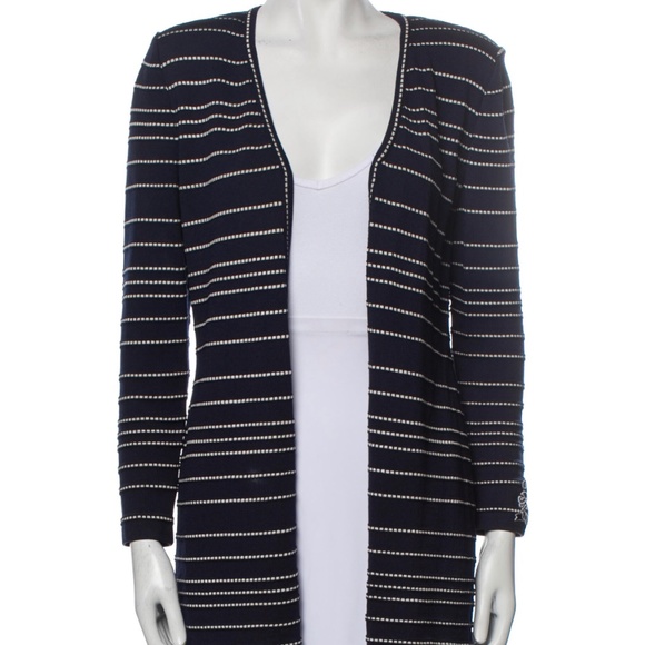 St. John | Sweaters | St John Collection Cardigan Blue Striped Long ...